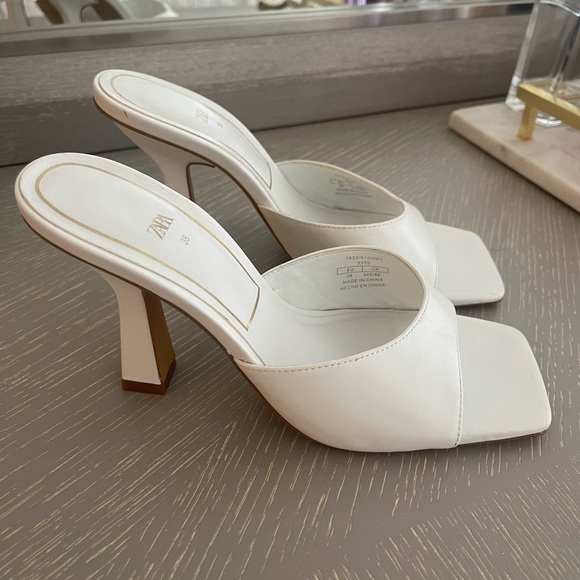 Zara | Shoes | Zara White Minimalist Heel Mules | Poshmark